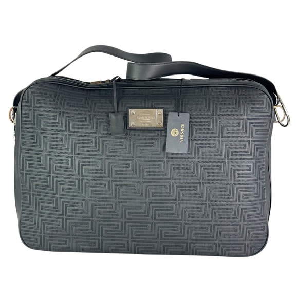 Versace | Bags | Gianni Versace 22 Black Leather Business Duffel ...